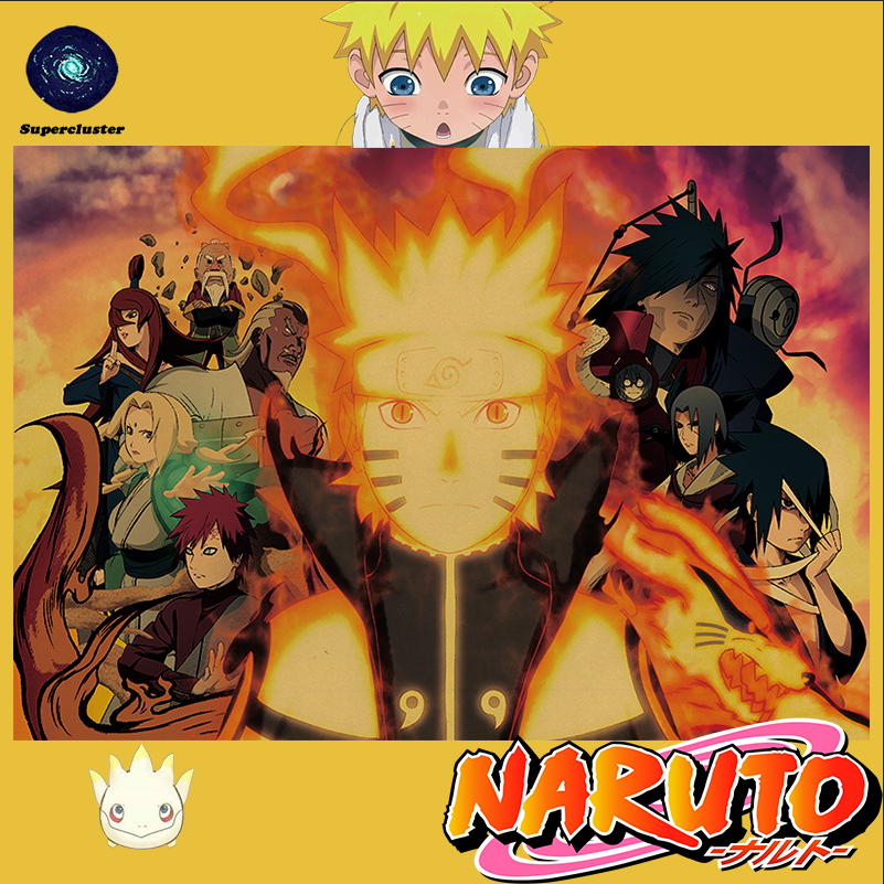 NARUTO Fourth Ninja War Retro poster Anime Kraft Paper Wallpaper wall ...