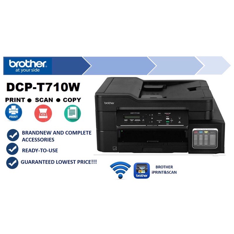 Brother DCP-T710W Inktank Refill System Printer with Wi-Fi and Automatic Document Feeder ...
