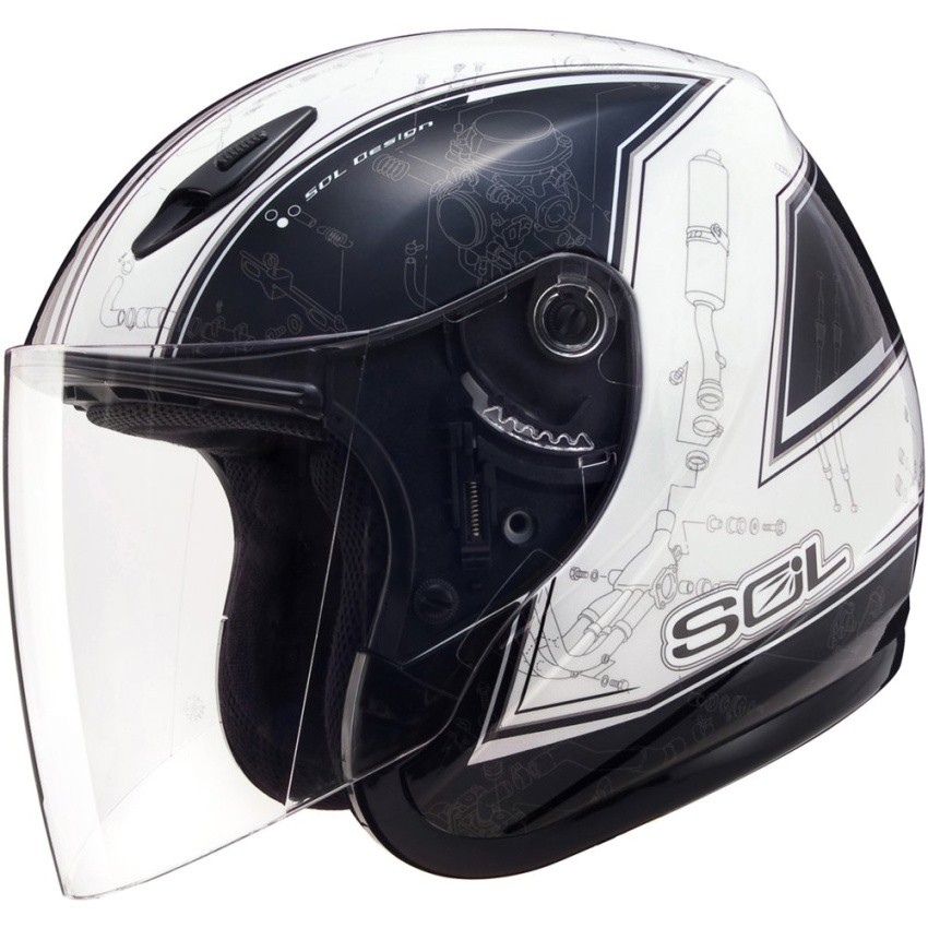 SOL HalfFace SL17-S Power Motorcycle Helmet (White/Silver) | Shopee ...
