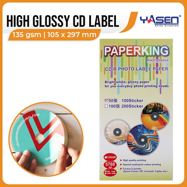 Yasen CD-R Glossy Photo Stickers 50 Sheets 100 Labels CD Printable ...