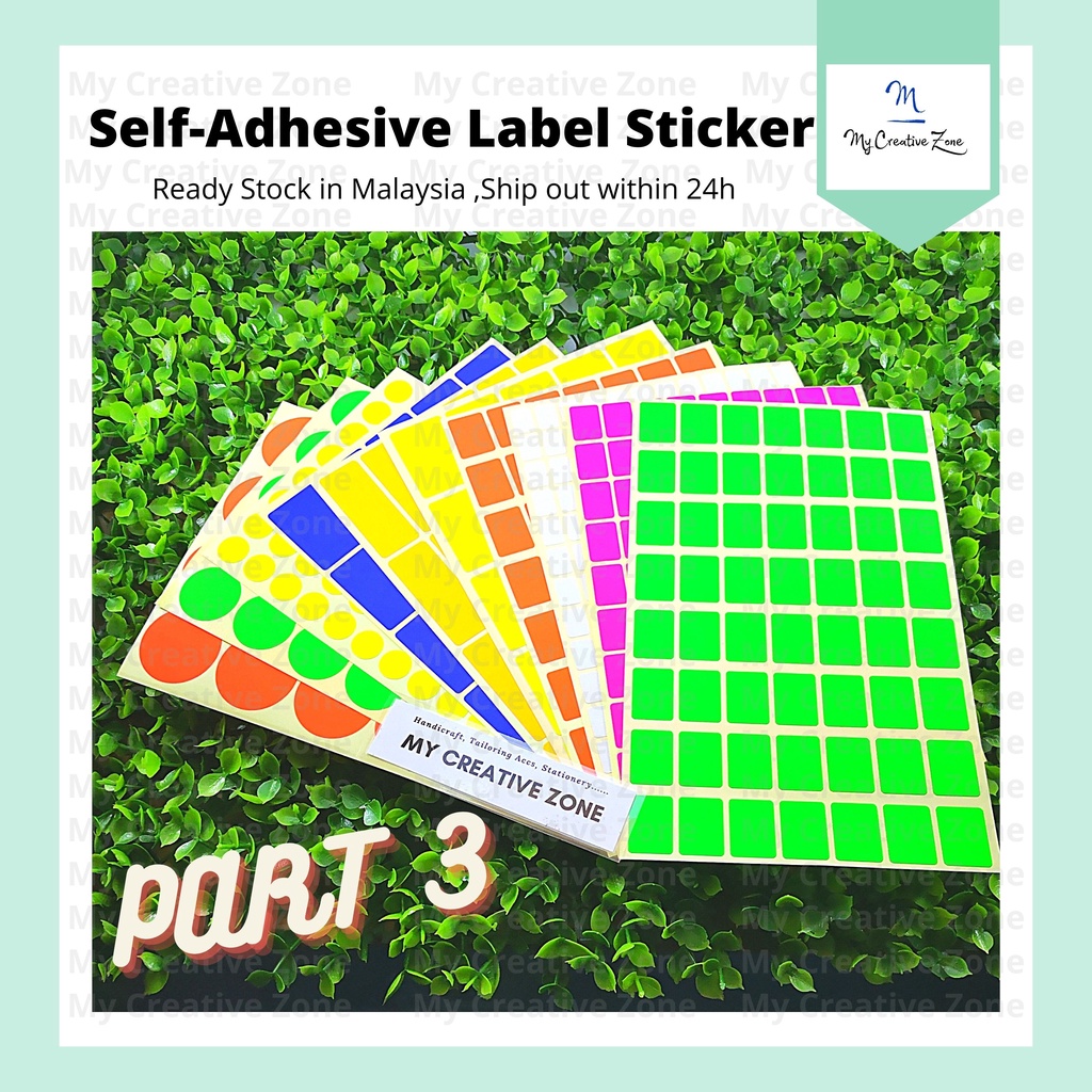 PART 3 Self Adhesive Label Sticker ( 10sheet's /pack) Round Label ...