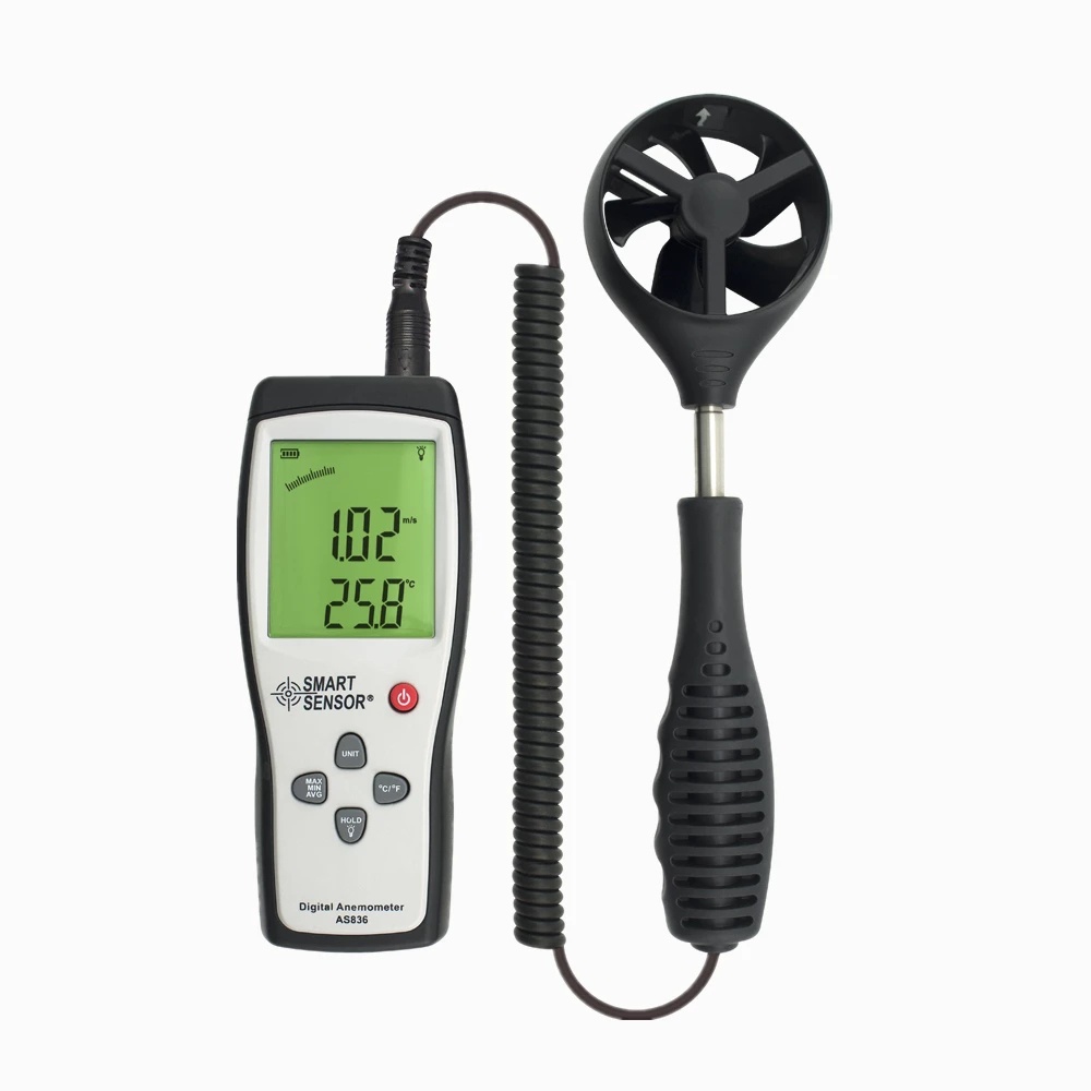 SMART SENSOR AS836 Digital Air-Flow Gauge Anemometer Wind Speed Meter ...