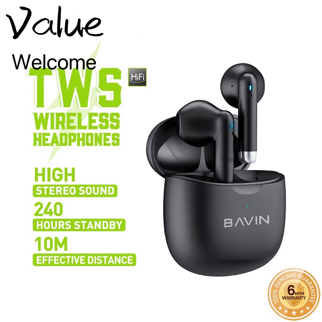 Original BAVIN TWS Bluetooth Earphone High Stereo Sound True Wireless ...