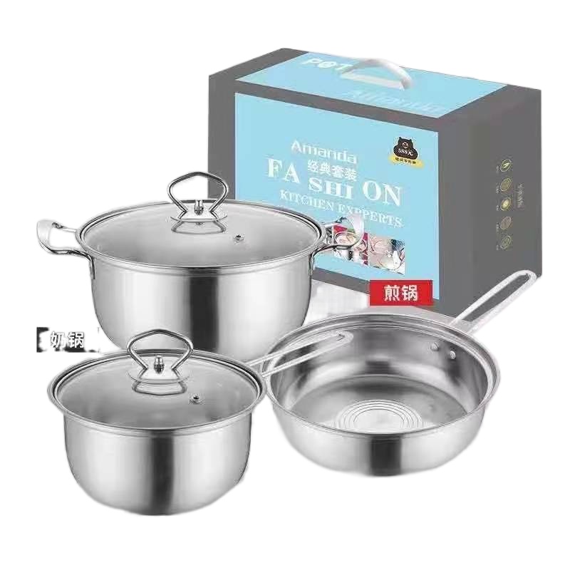 Glory Shop Kitchen 3 pcs/Set Stainless Steel Cookware Set Pot Hotpot ...