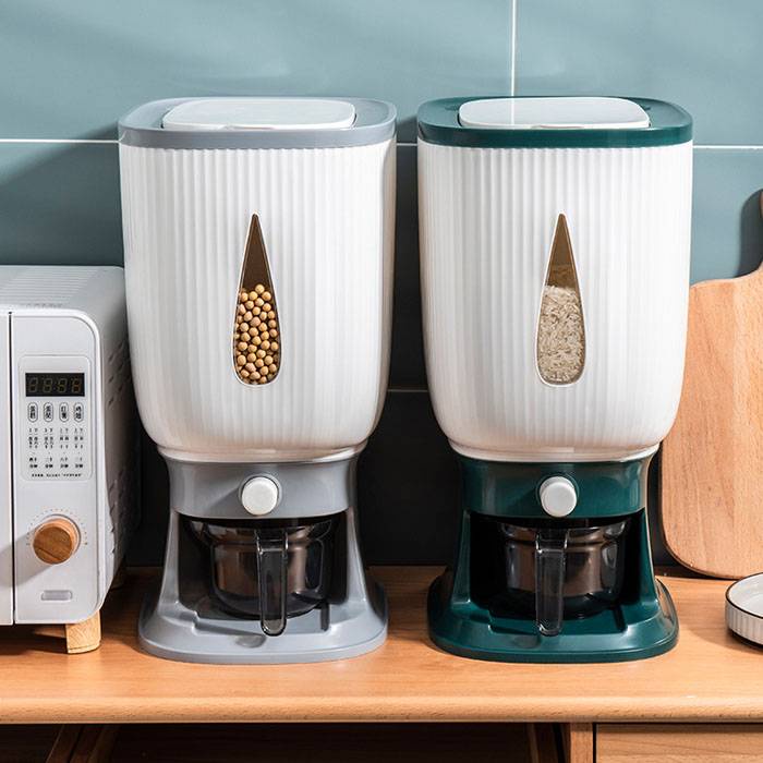 MULTIPURPOSE LARGE CAPACITY RICE STORAGE DISPENSER 10KG WITH MEASURE ...