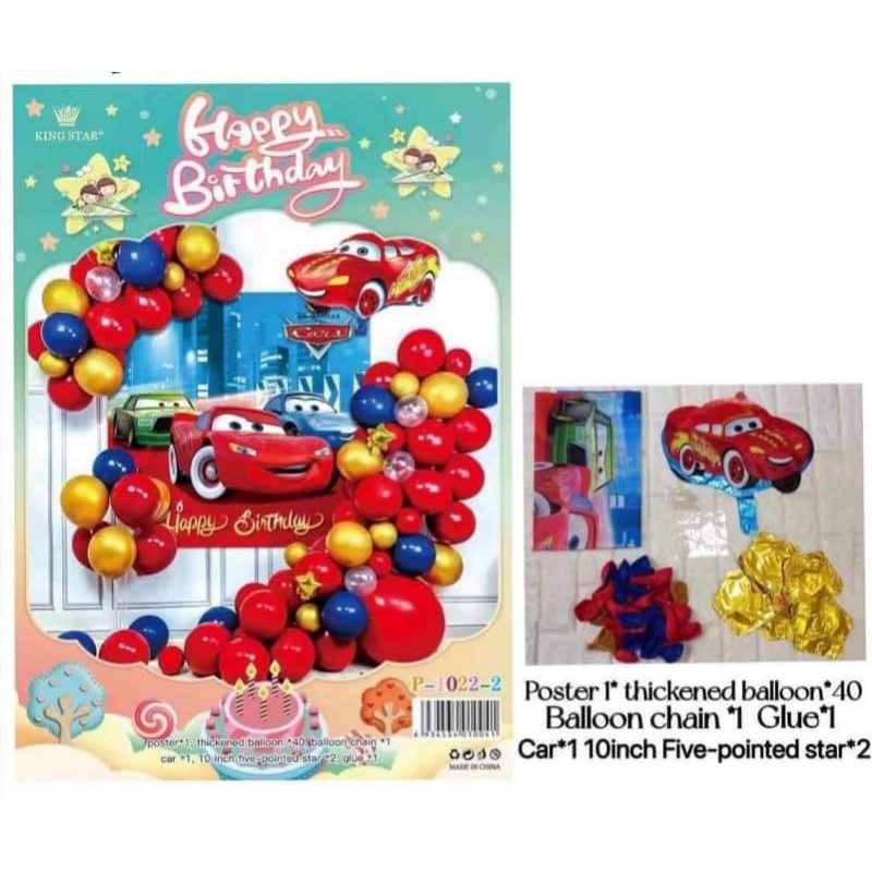 Cars Balloon Garland with poster set Happy Birthday | Shopee Philippines