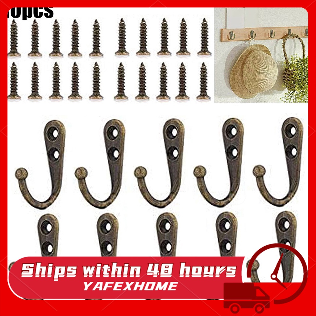 10 Pieces Durable Coat hooks Single Wall Mounted Robe Hook Vintage ...