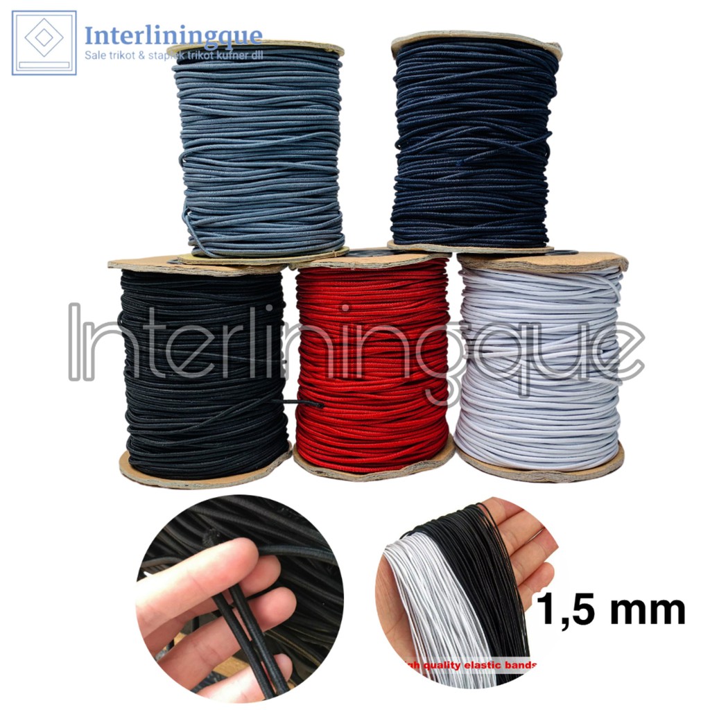 1.5 mm Elastic Round Rubber Rope @ 100yard Zinc Strap String For Kebaya ...