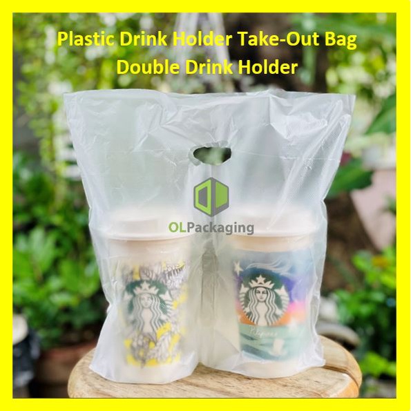 100pcs Plastic Milk Tea Drink Holder Take Out Bag Double & Single ...