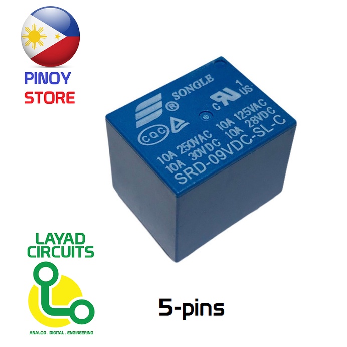 9V SRD relay 5 pins 10A SRD-09VDC-SL-C 9V coil voltage for Arduino ...