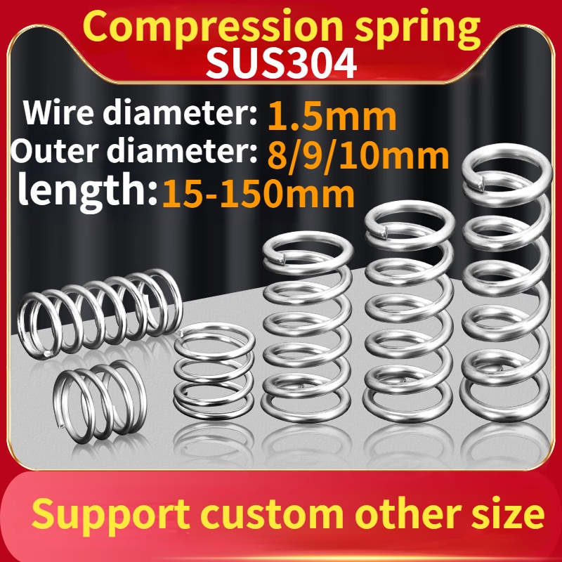 SUS304 stainless d1.5mm compression spring outer diameter 8/9/10mm ...