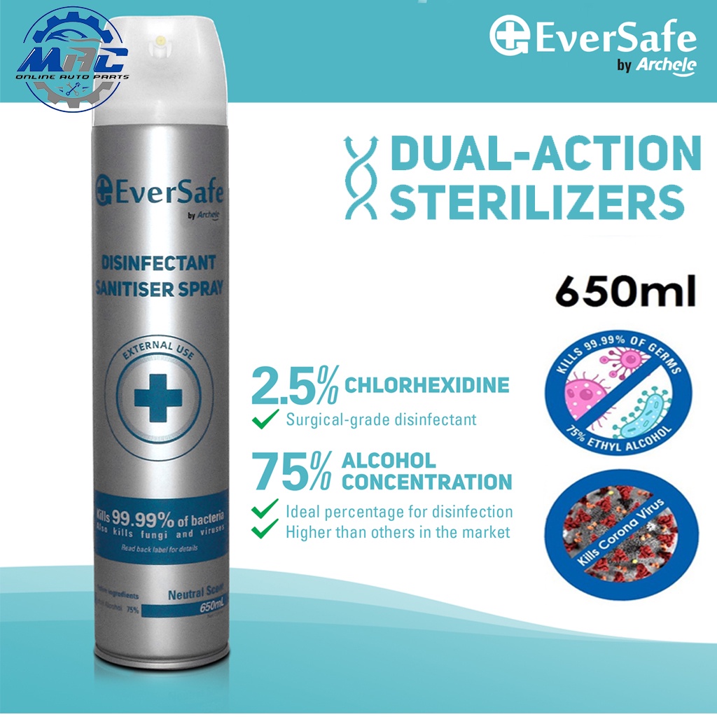 EVERSAFE by ARCHELE Disinfectant Sanitizer Spray, 75% Ethyl Alcohol | Shopee Philippines