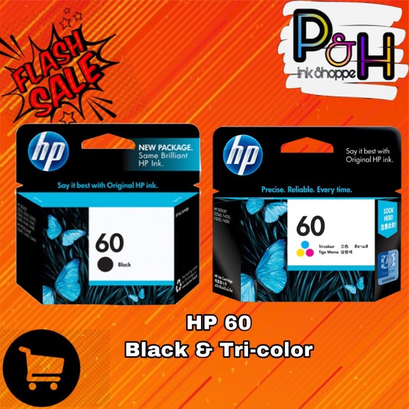 Genuine HP 60 Black / Tri-color Ink Cartridge (NO BOX) | Shopee Philippines