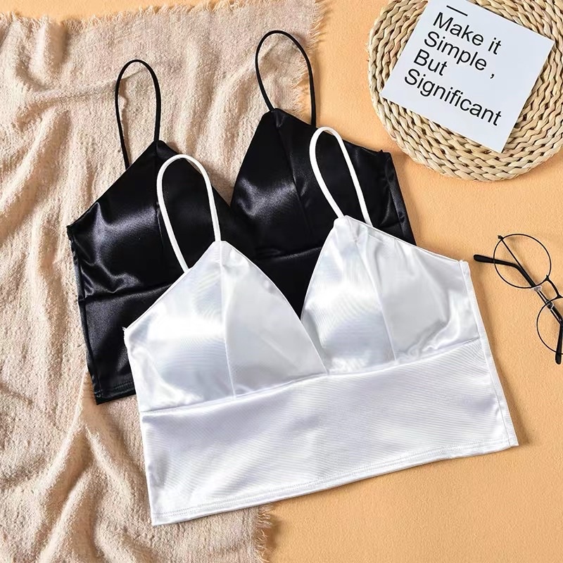 Nakusu Womens Threaded Sexy Bra Silk V Neck Bralette Crop Top Padded Bra Lingerie Shopee