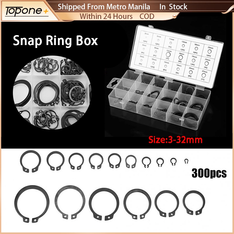 300Pcs 3-32mm Snap Ring Circlip Set With Box Metal Circlip External ...