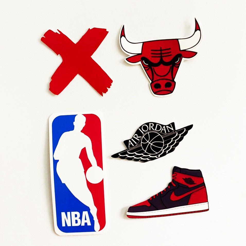 Brand New Waterproof Chicago Bulls Jordan 1 Banned Custom Sticker ...