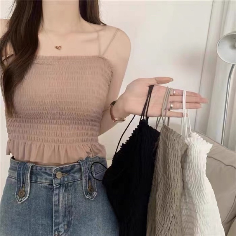 #999 Korean Style Brallete Crop Top Sando with Padded Push Up Foam ...