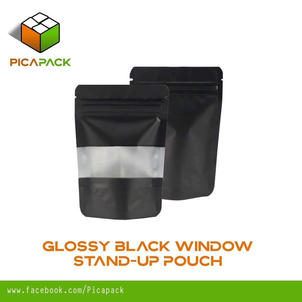 100 PCS Glossy Black Stand Up Pouch with ziplock Resealable pouch Matte ...