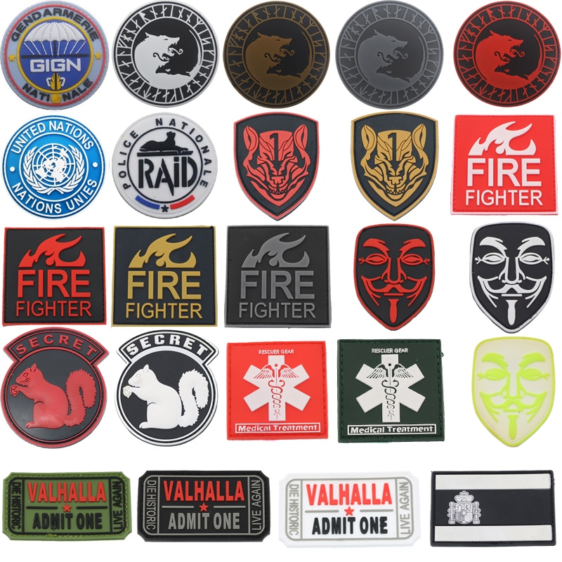 1pc New PVC Velcro Badge Firefighter Patch Viking Wolf Firefighter ...