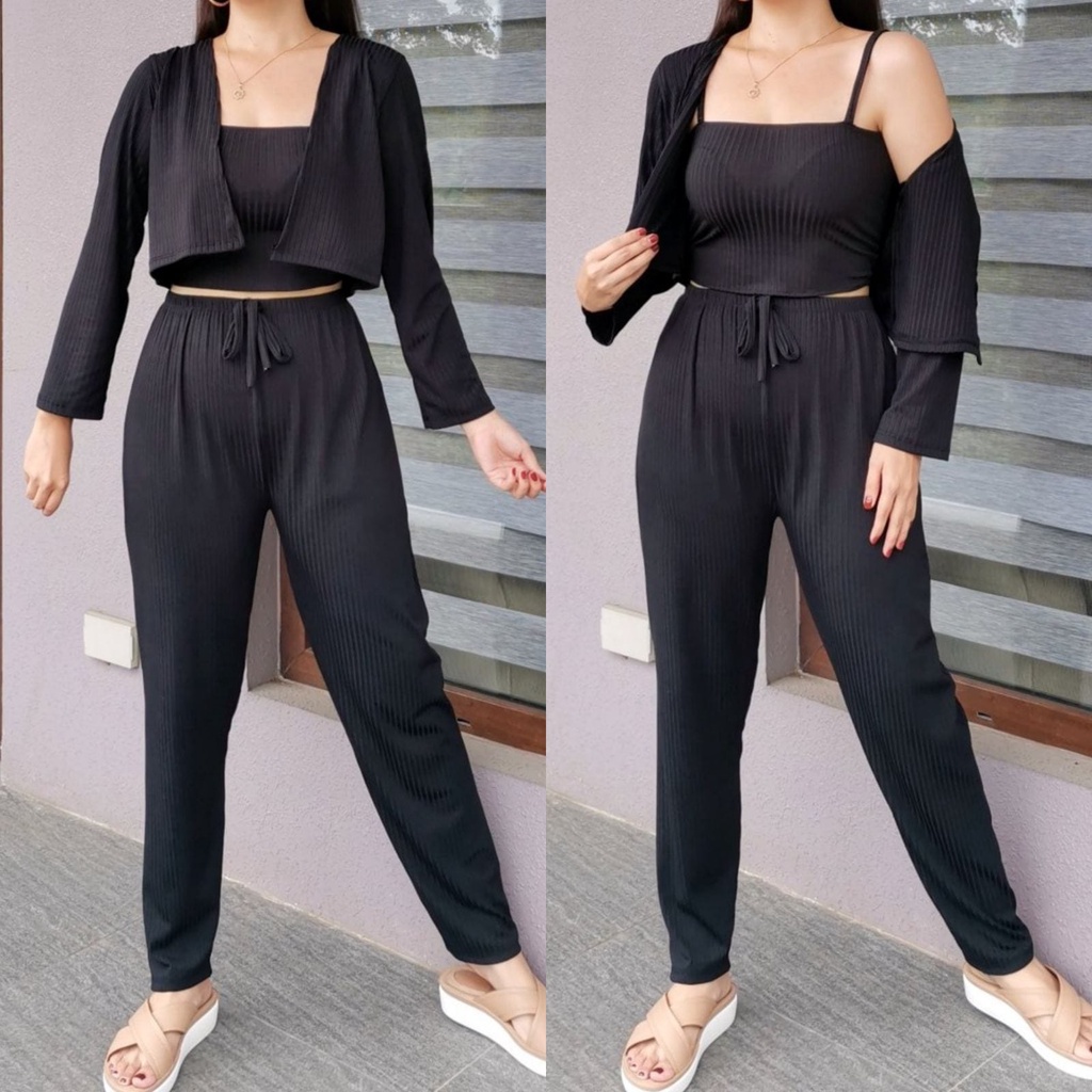 KNITTED 3 in 1 COORDS PANTS/SHORTS WITH BLAZER | Shopee Philippines