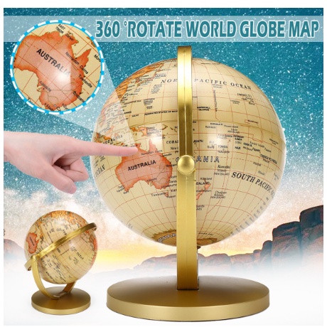 360 Degree Rotating World Globe Earth Antique Home Office Desktop Decor ...