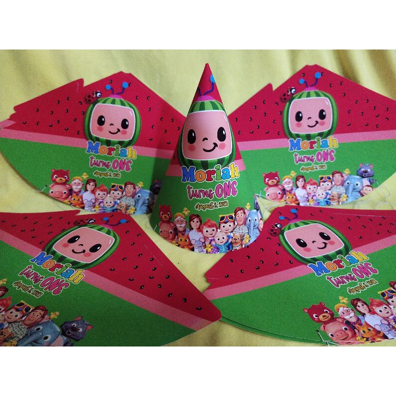 10pcs. Party hats Cocomelon (Pakwan Design) | Shopee Philippines