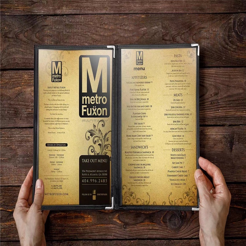 Foldable 3 Pages 6 Faces A4 Transparent Menu Cover Restaurant Menu ...