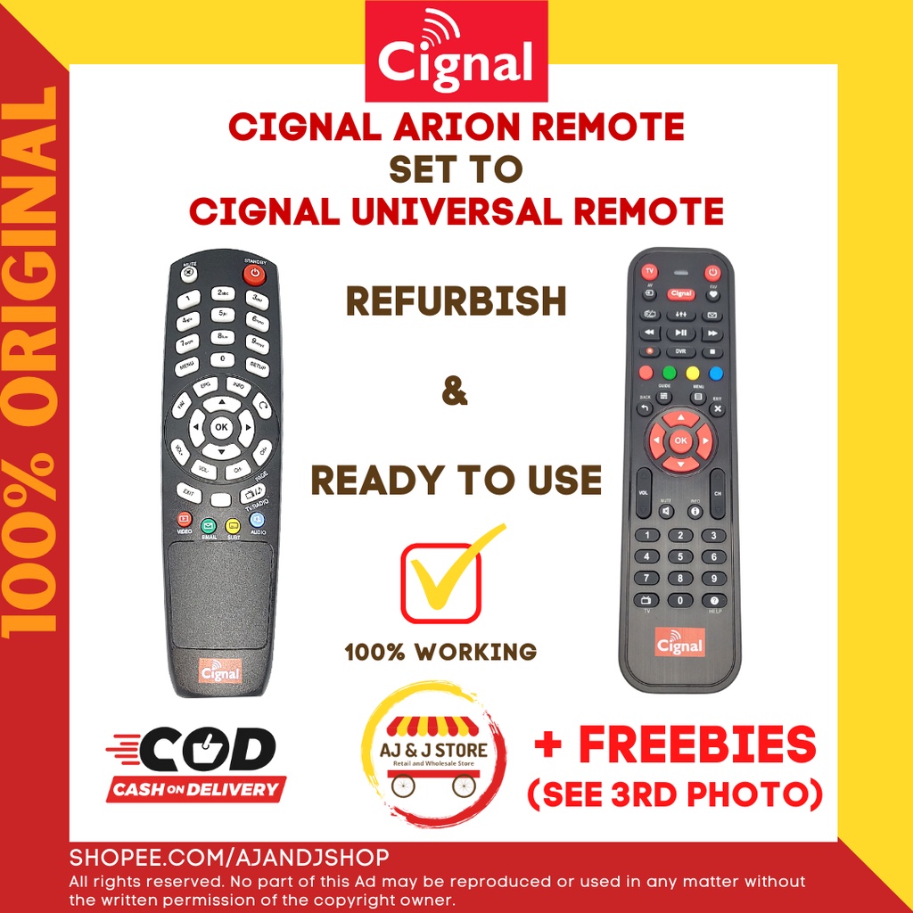 Cignal ARION (SD/HD) Remote SET TO Cignal NEW DESIGN (Refurbish ...