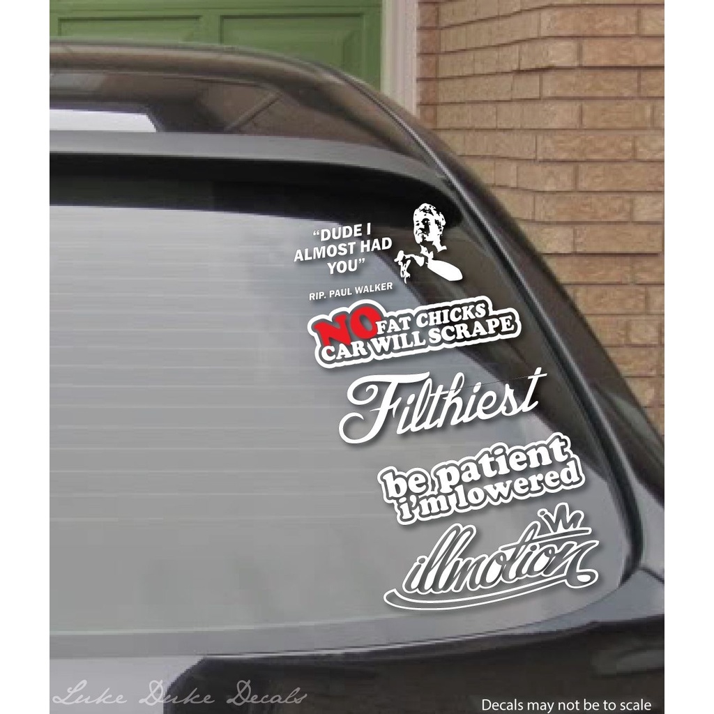 JDM Lot/Pack of 5 Stickers/Decals - paul walker no fat filthiest ...