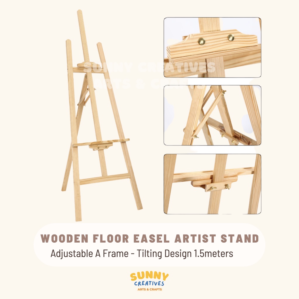Wooden Floor Easel Artist Stand | Drawing Stand | Adjustable A Frame ...