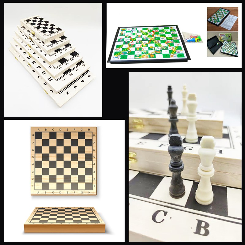 AKT Wooden chess board Snake ladders chess game toys | Shopee Philippines