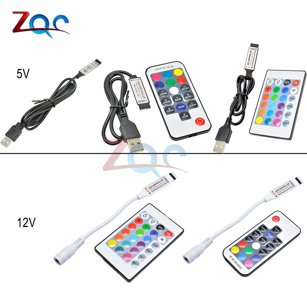 DC 5V 12V Volt RGB USB IR RF Remote Controller Wireless USB LED Strip ...