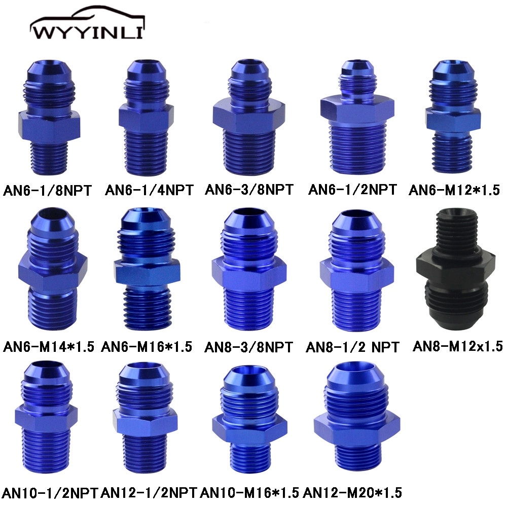 Male Universal AN4 AN6 AN8 AN10 AN12 To 1/2 NPT Straight Adapter Flare Fitting Hose Fitting Male ...