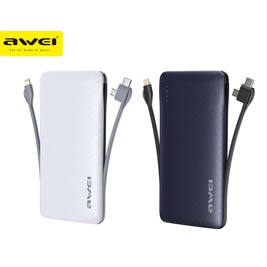 Awei P12K 10000mAh Portable Quick Charge Multiple Power Bank with Cable ...