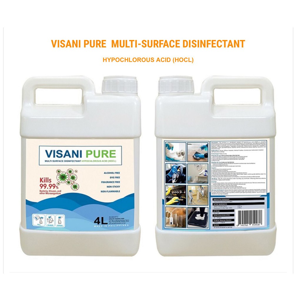 Visani pure multi surface disinfectant hypochlorous acid 4l | BeeCost