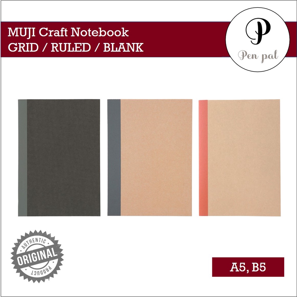 MUJI Craft Notebook, Threaded Binding (Available in A5 & B5) | Shopee ...
