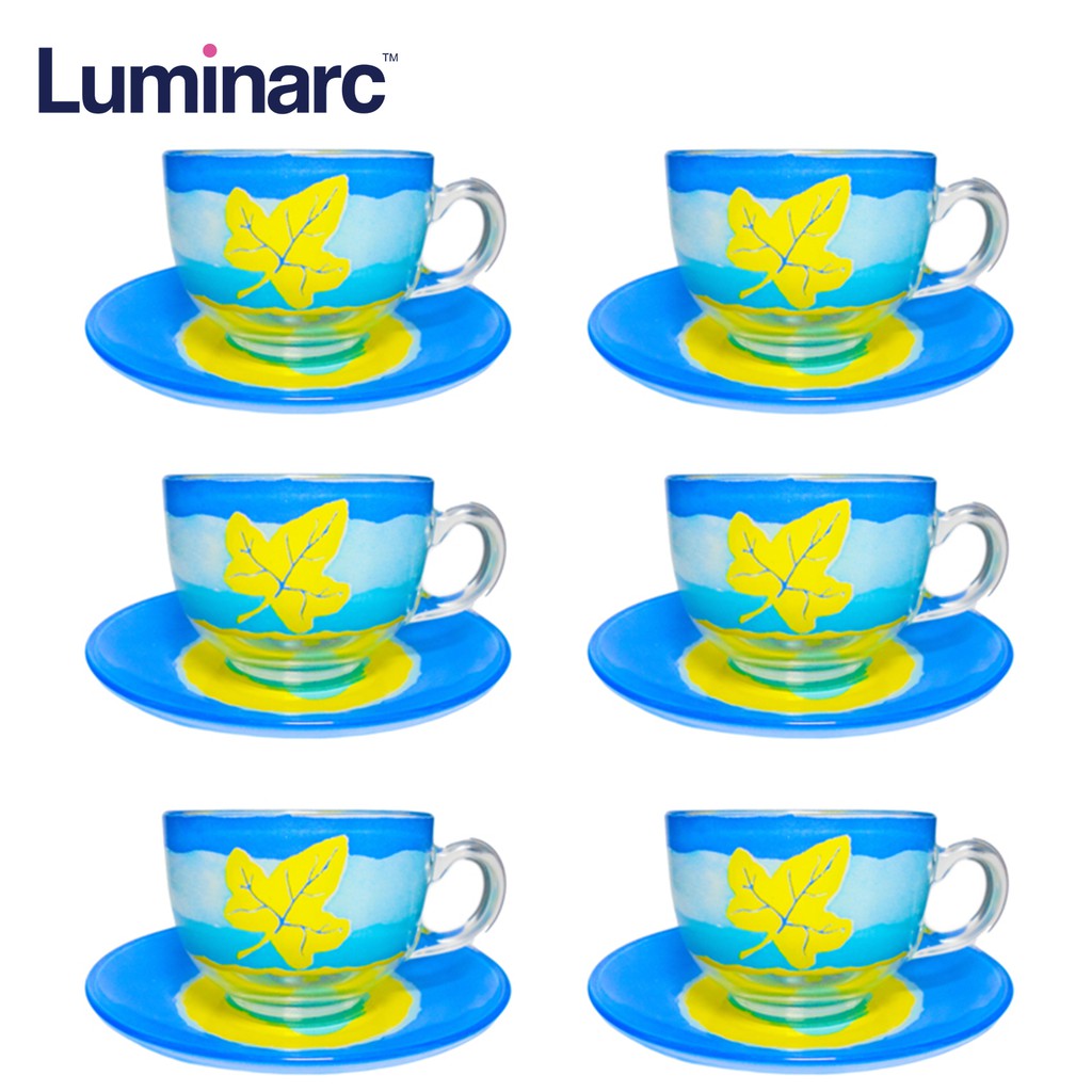 Luminarc Bio Turquoise Tempered Glass Heat Proof Coffee Cup and Saucer ...