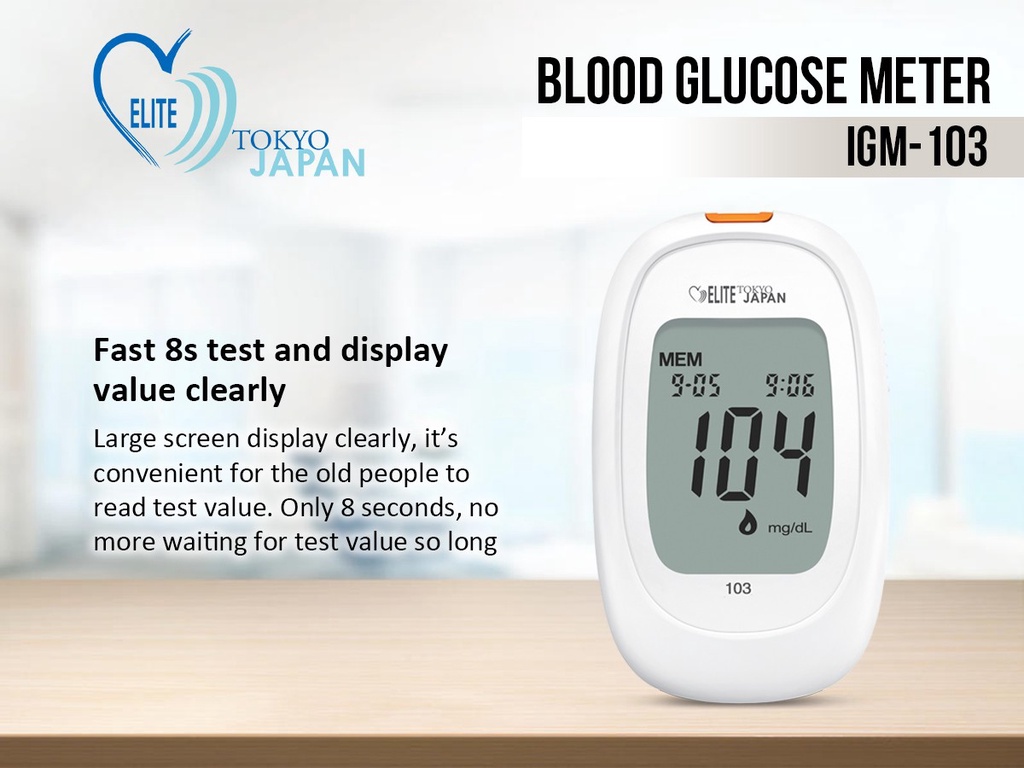 Indoplas Elite Blood Glucose Meter Glucometer Monitoring System IGM103 ...