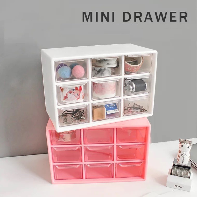 Nine compartment MINI Drawer Storage Box Earrings Jewelry Film Desktop ...
