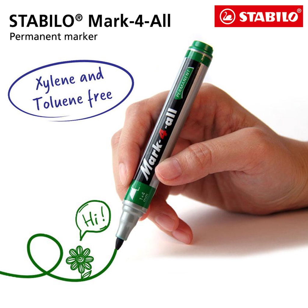 STABILO Mark-4-All Permanent Marker Bullet Fine & Chisel Broad Tip Pen ...