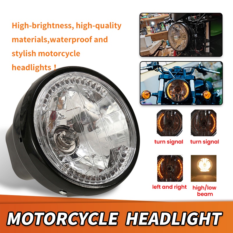 New Motorcycle Headlight Yellow Universal Motorcycle Headlight Turn ...