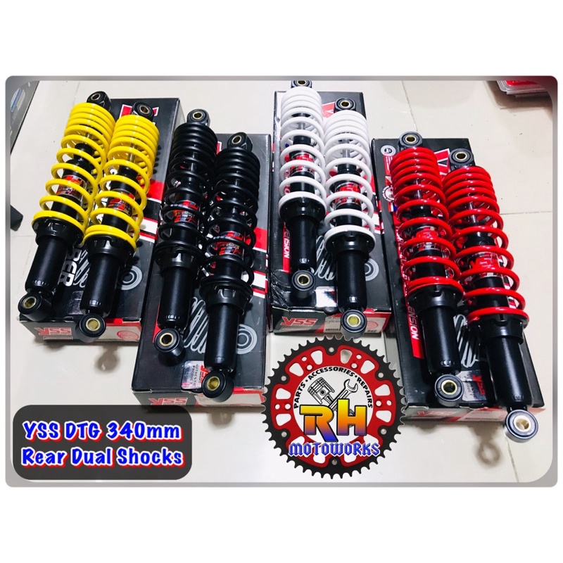 YSS DTG 340mm Dual Shocks for Wave/XRM/Dash/Smash/Shogun/Raider J/RS125 ...