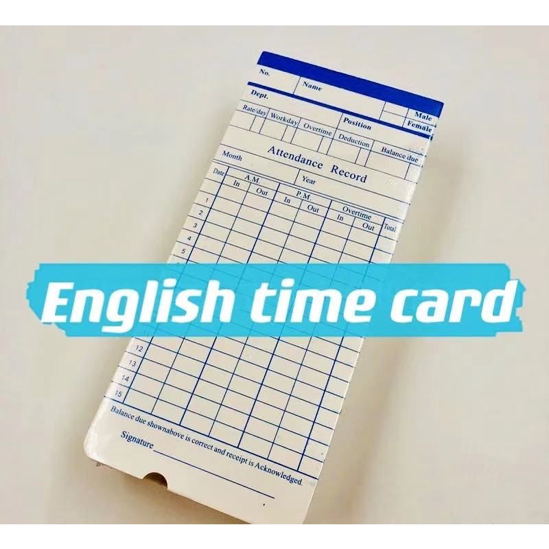DK COD english time card 100pcs/pack timecards attendance timecard 2 ...