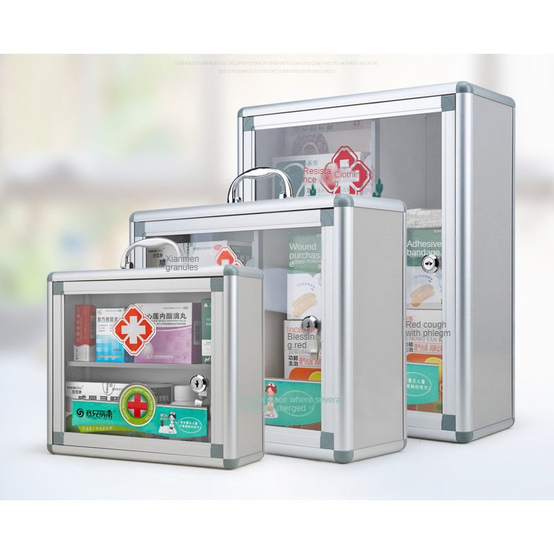 Portable First Aid Box Aluminum Alloy Medicine Box With Lock Multi ...