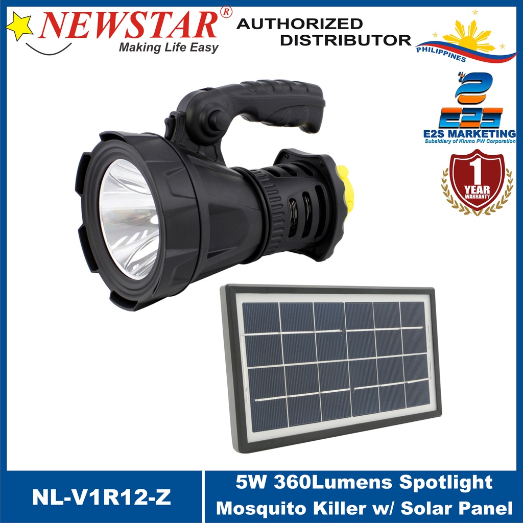 Newstar 5watt 360 Lumens Spotlight And Mosquito Killer With Solar Panel