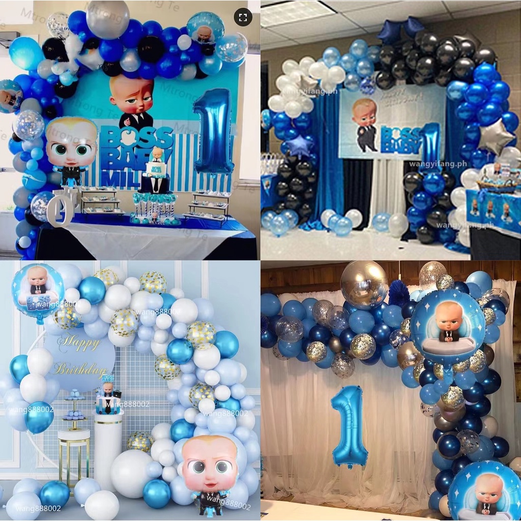 81pcs/set Baby Boss Theme Party Decoration Blue Latex Balloon BOSS ...