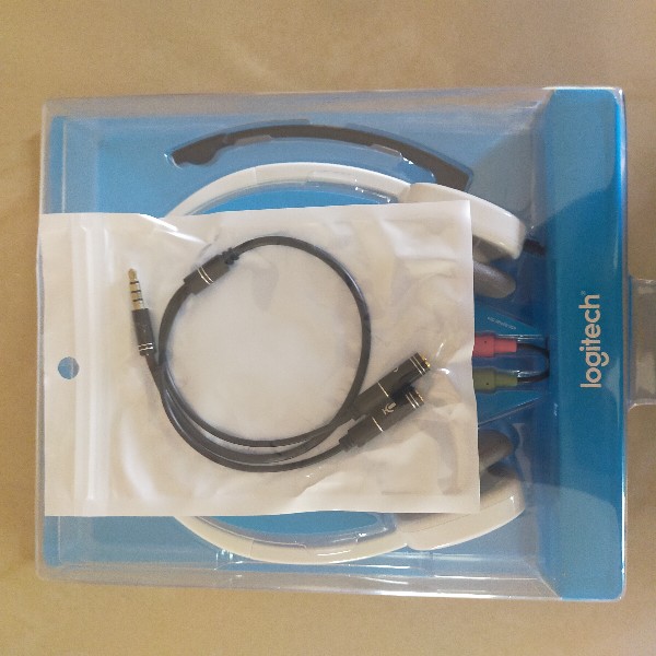 Logitech H150 Dual Jack PC Headset (White) FREE audio mic splitter ...
