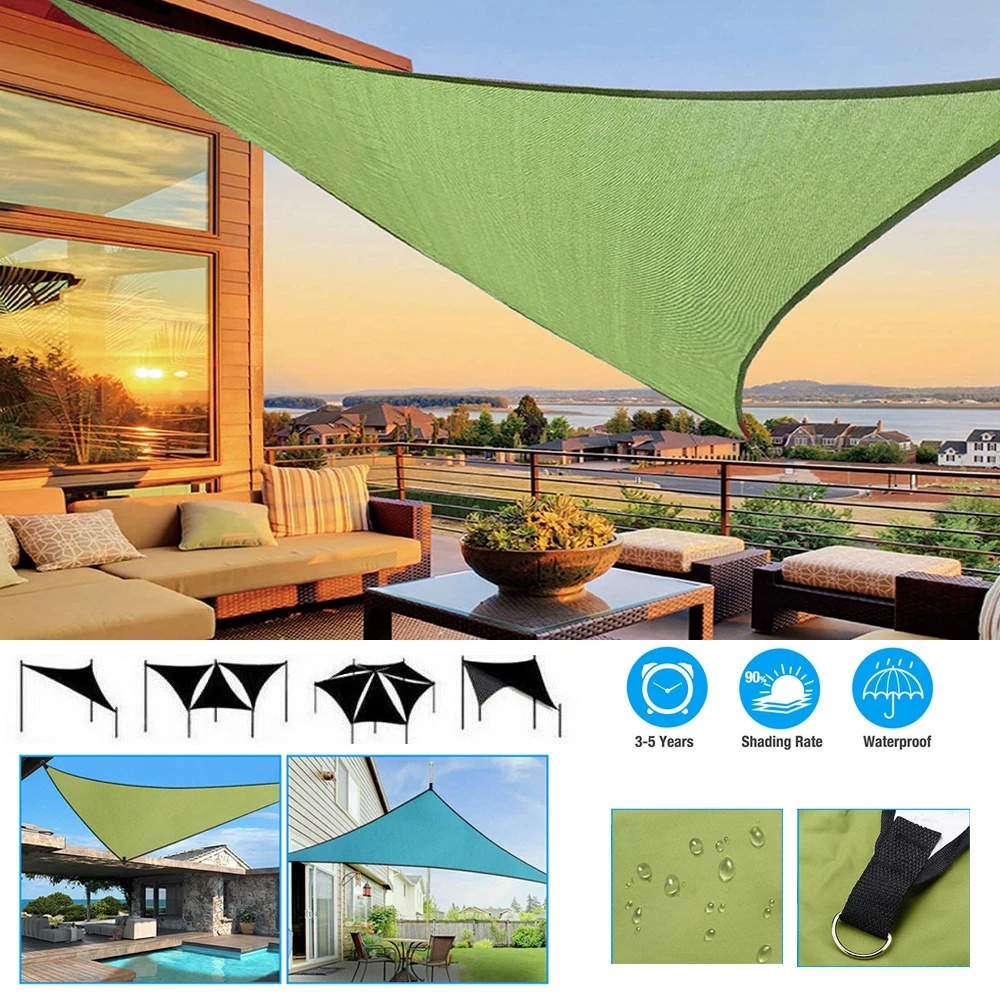 Waterproof Sun Shade Sail Garden Triangle Sunshade Swimming Pool Awning ...
