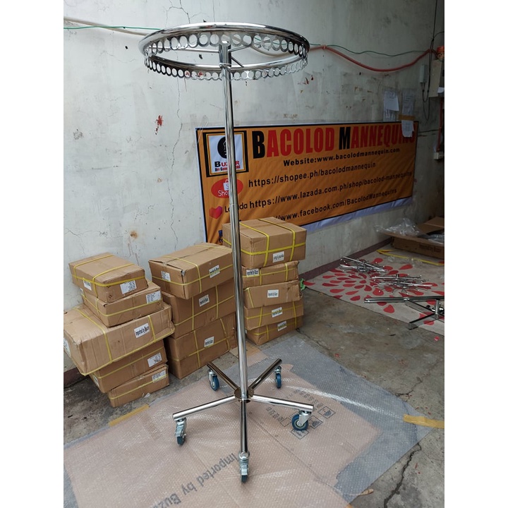 Rack-Rotating Round Shape Display Racks with moving wheeled | Shopee ...