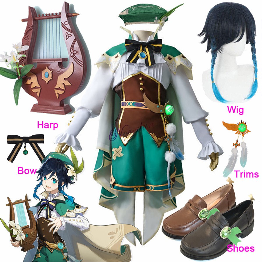 Genshin Impact Cosplay Venti Costume Halloween Anime Game Genshin ...